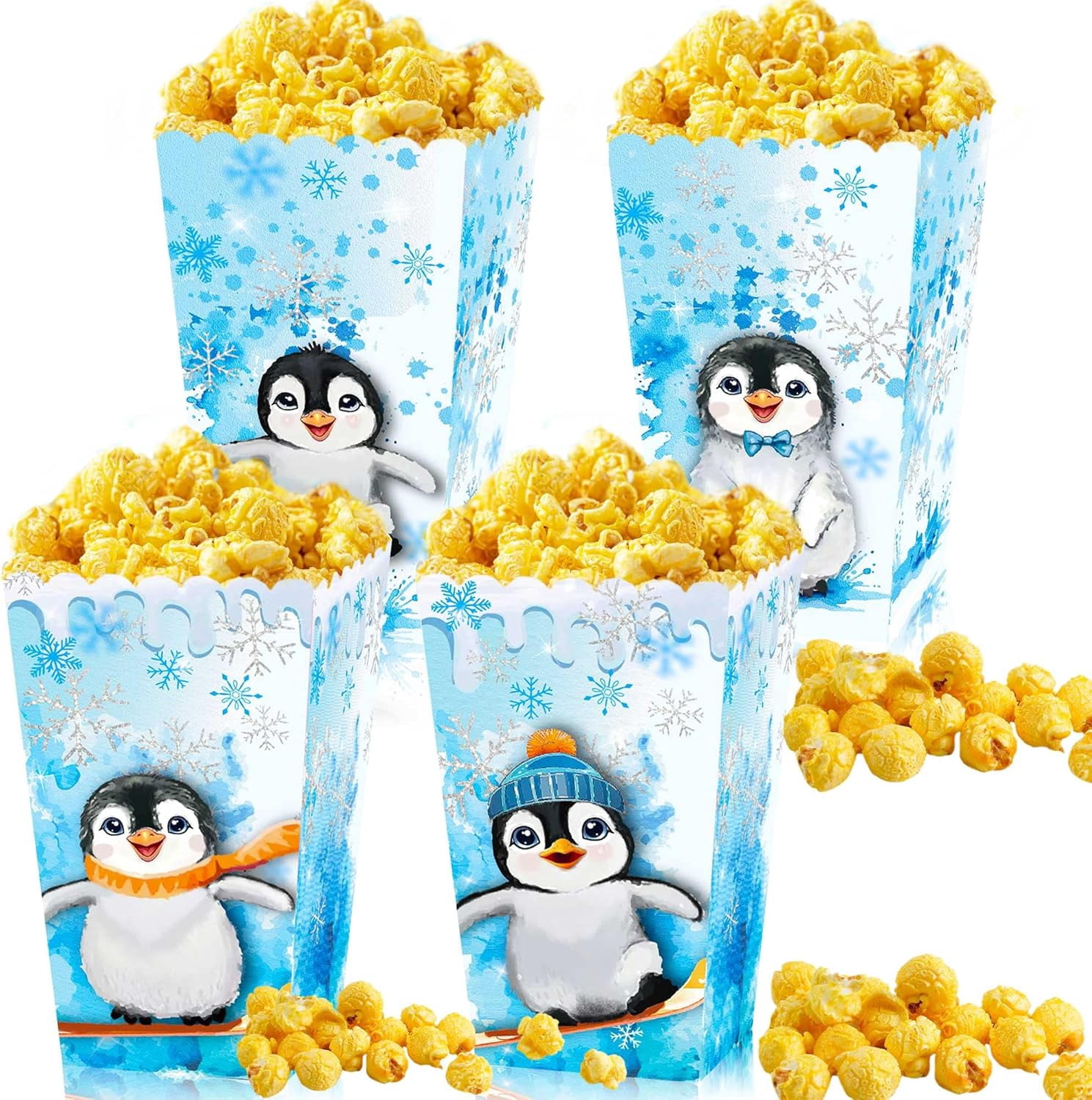 Double-sided penguin design popcorn box of 12 pieces - penguin ice and ...