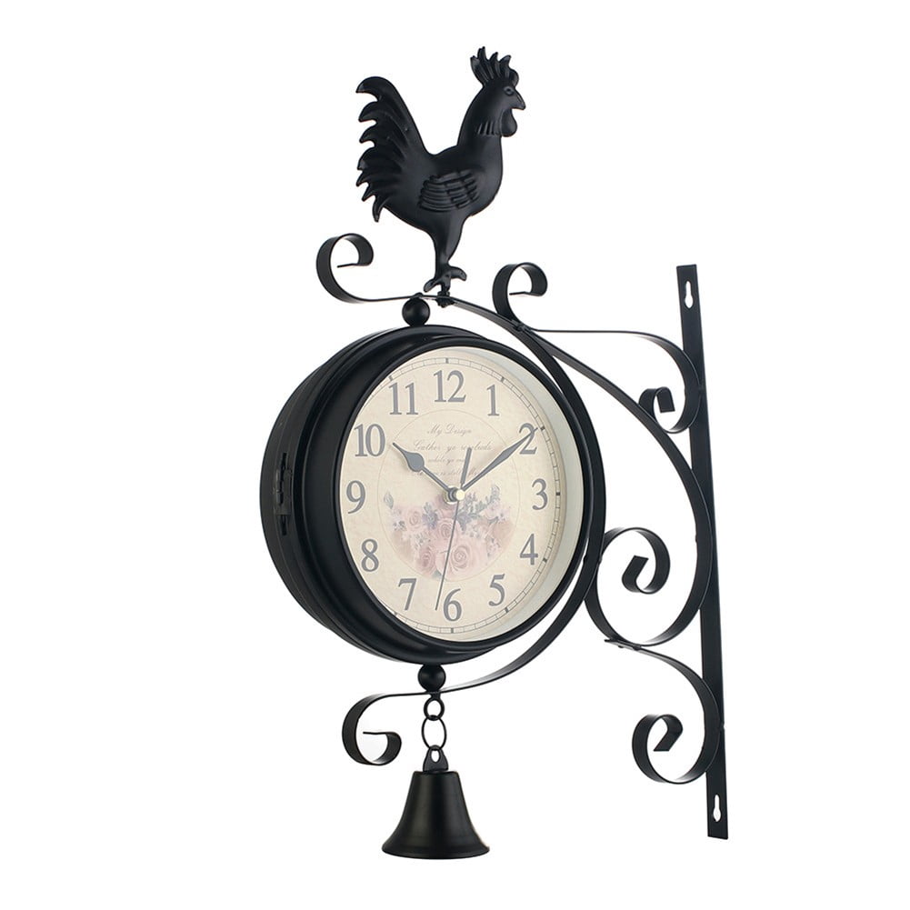 Double-sided wall clock home living room decorative clock iron clock ...