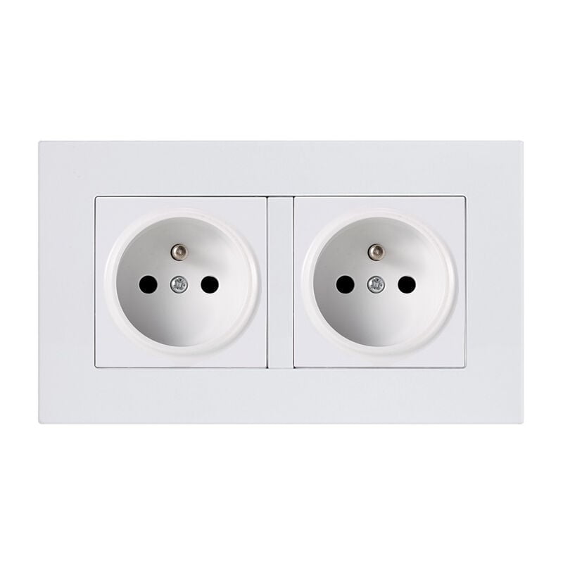 Double socket 2P+E 16A pre-wired White - Walmart.com