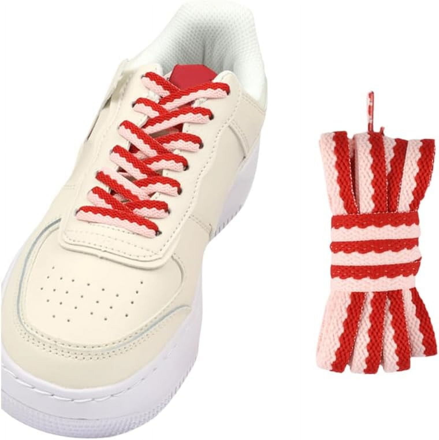 Double stitching shoe laces for sneakers pink red shoe laces ...