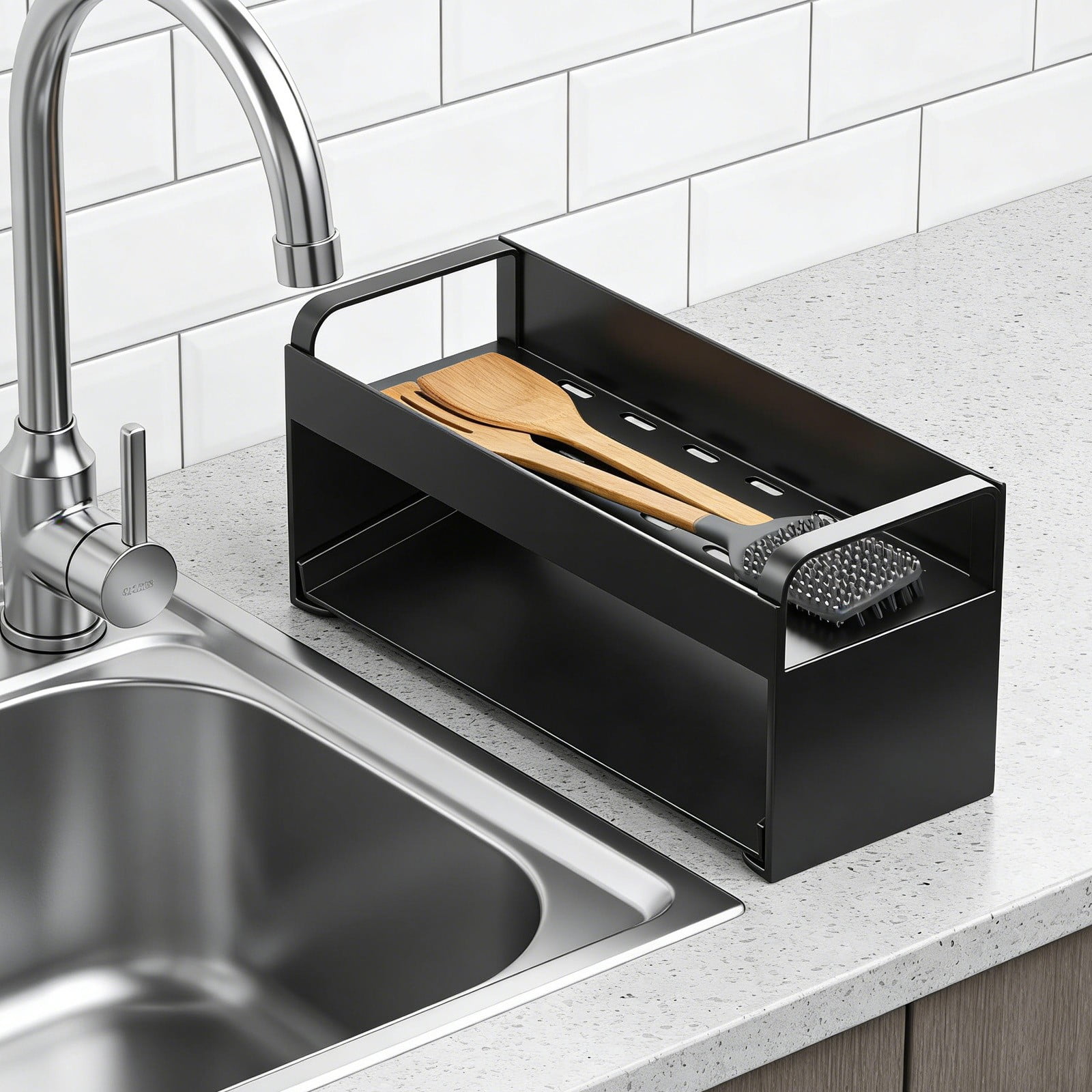 "Double-tier countertop draining shelf | kitchen cloth and tableware ...