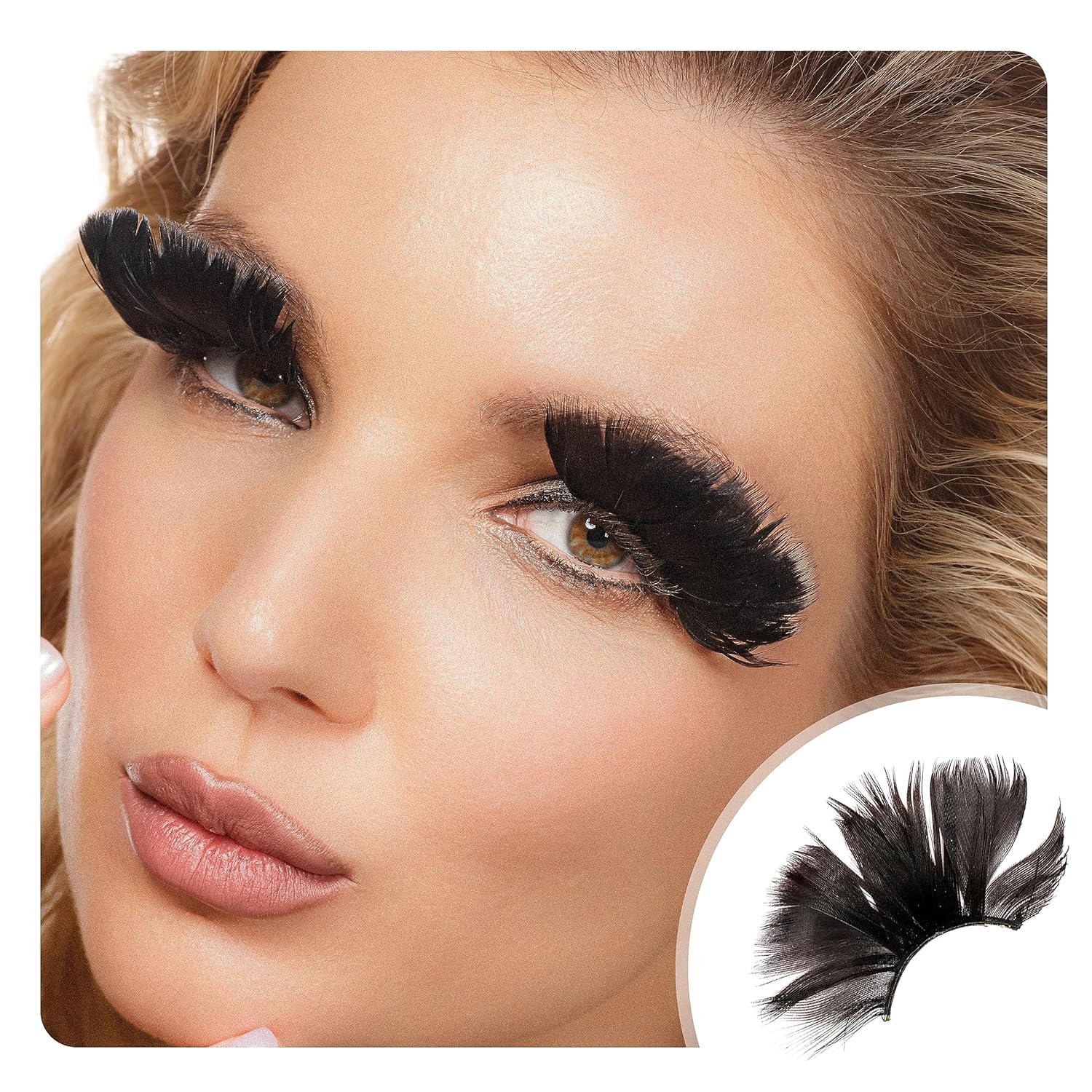 Double tip feather eyelashes Big Lashes halloween Black Color Drag ...