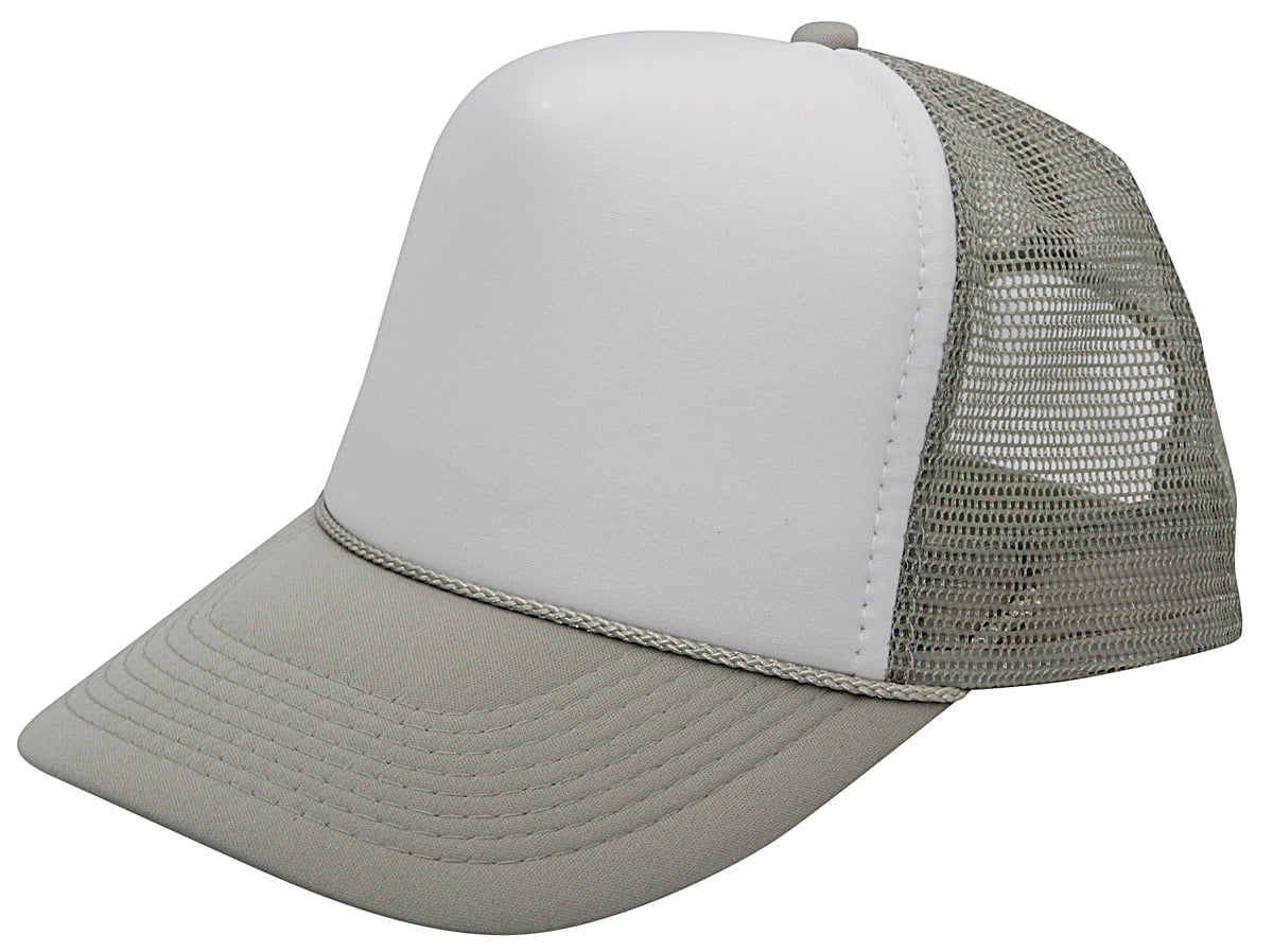 Double tone contrast poly foam mesh back trucker cap (White/Grey ...