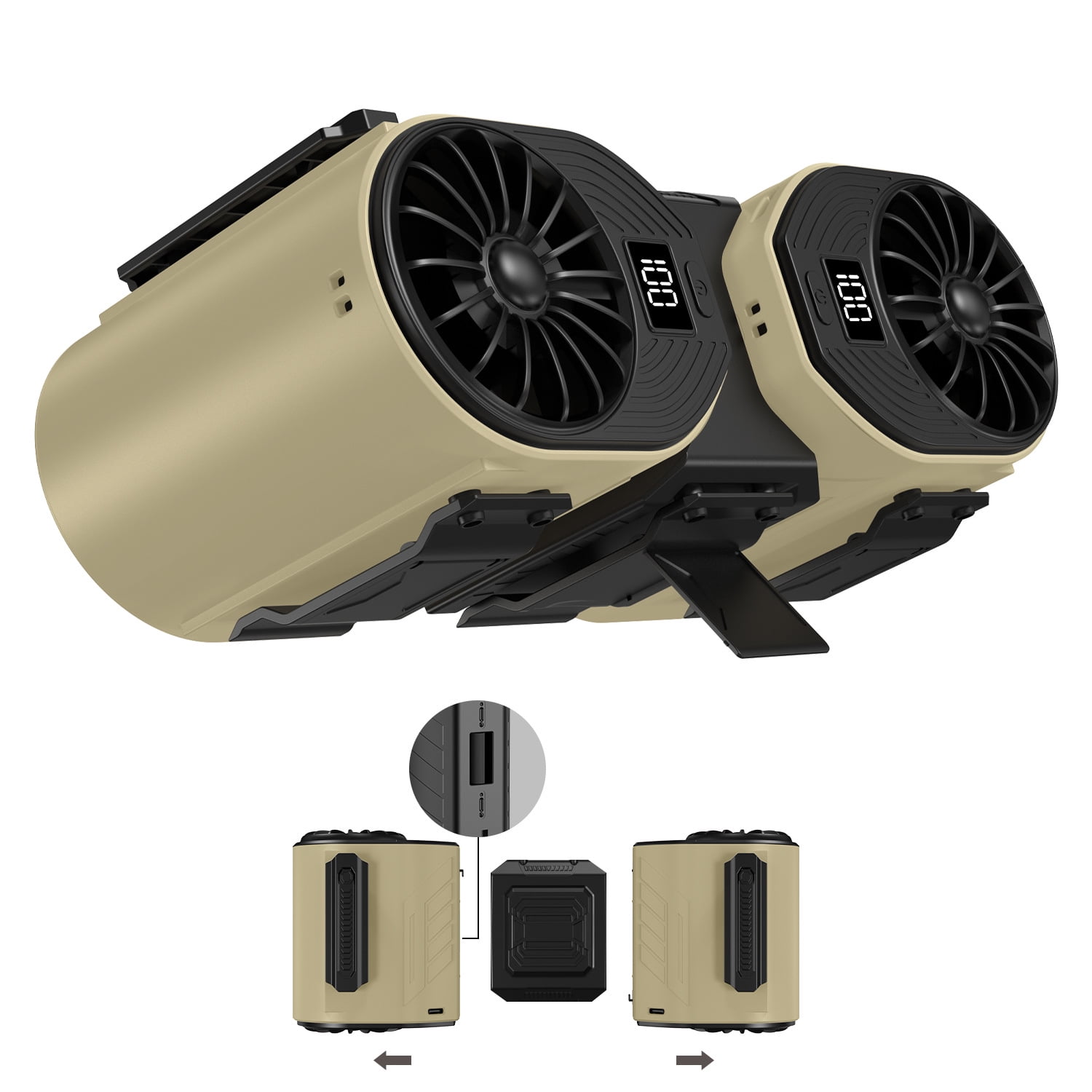 Double-tuyere waist-mounted fan, portable outdoor waist-mounted cooling ...