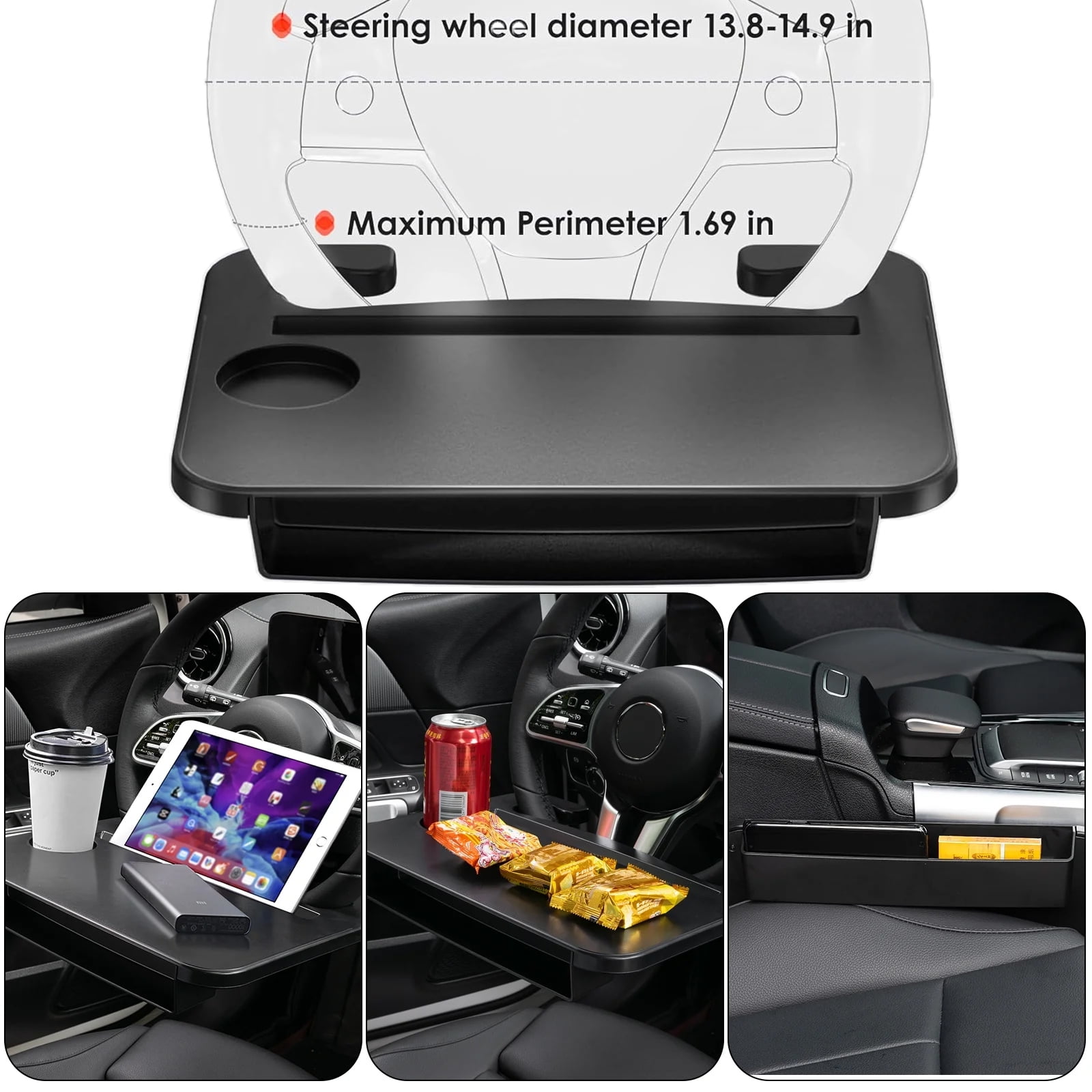 3-in-1 Car Table Tray for Eating with Drinks Holder and Seat Gap Filler ...
