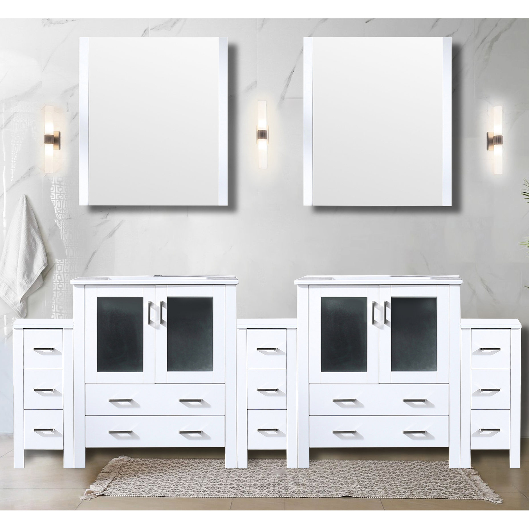 Double white vanity with plywood filler and ceramic top | In ...