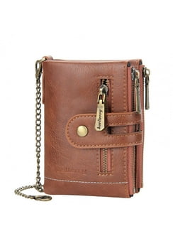 DEFNES Men Genuine Leather RFID Anti-scanning Anti-Theft Zipper Wallet ...