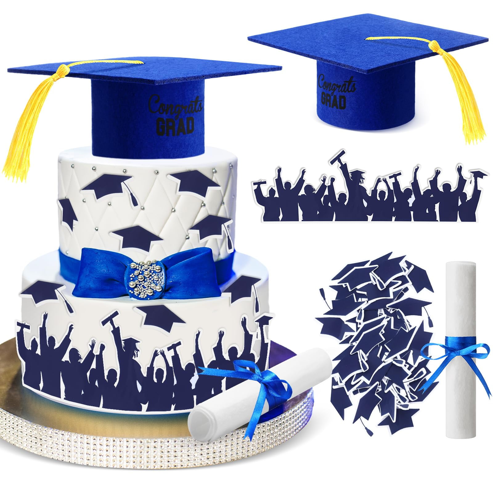 DoubleFill 37 pcs Cake Kit TVS1 Included Felt Cap Diploma Cake topper ...