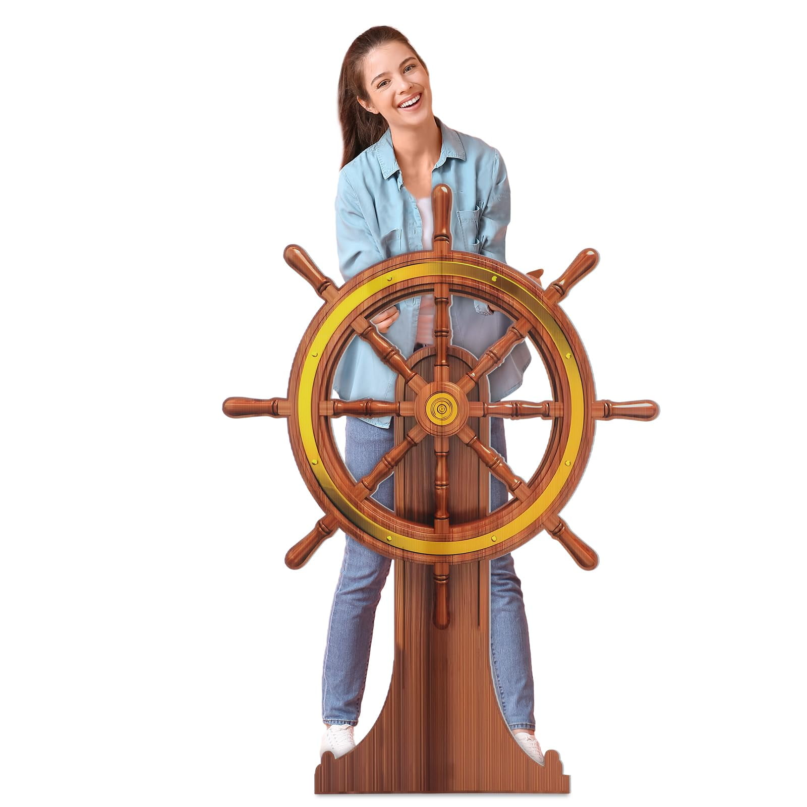 DoubleFill 4 Feet Nautical Party Decorations FST1 Ship Wheel Cardboard ...