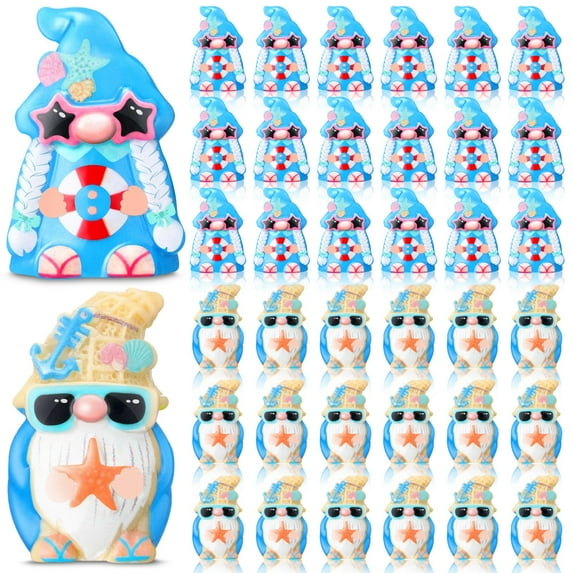 DoubleFill 60 Pcs Mini Summer Gnome Figurine Beach Resin Gnomes 2 ...