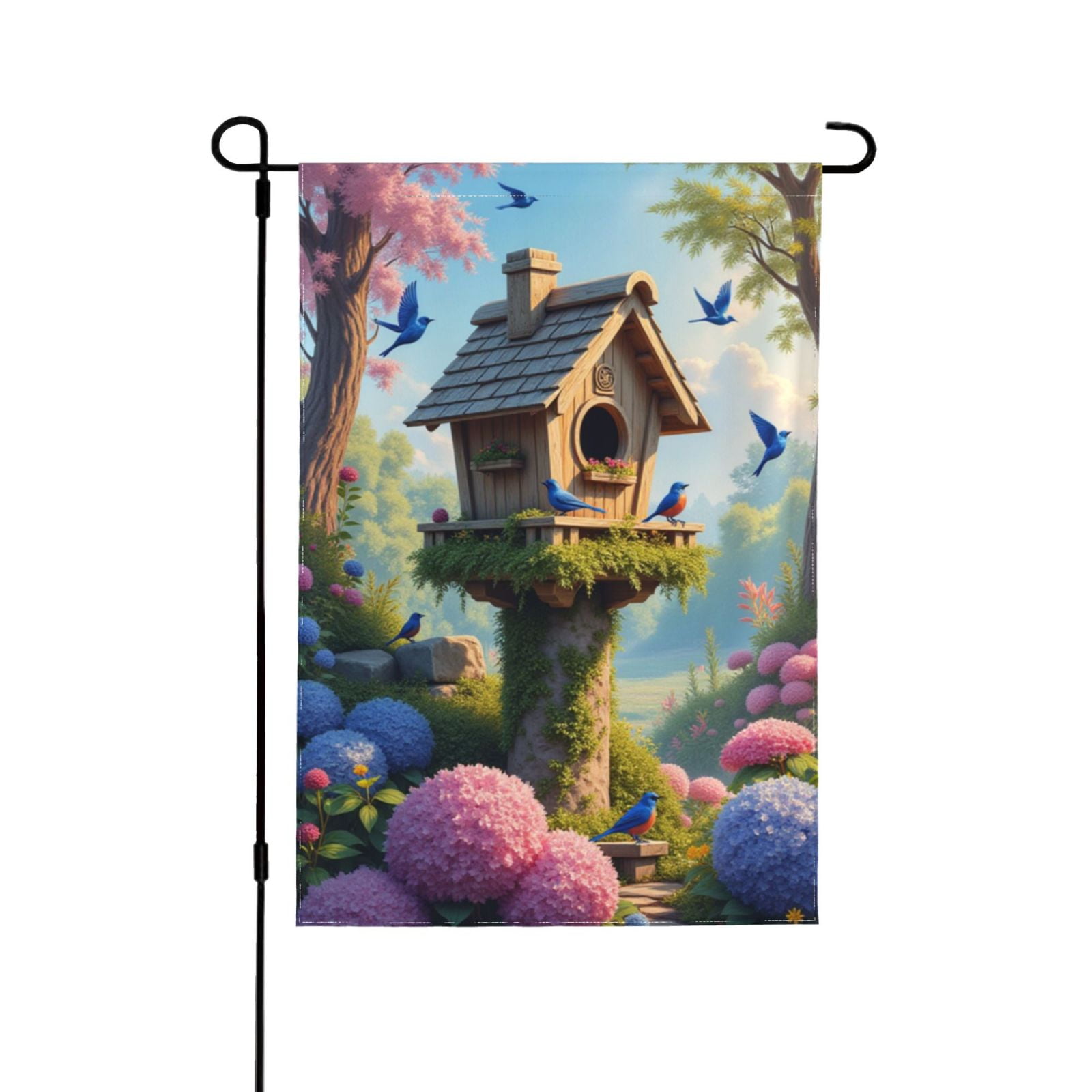 DoubleSided Birdhouse Garden Flag 12x18 Inch Spring Summer Floral ...