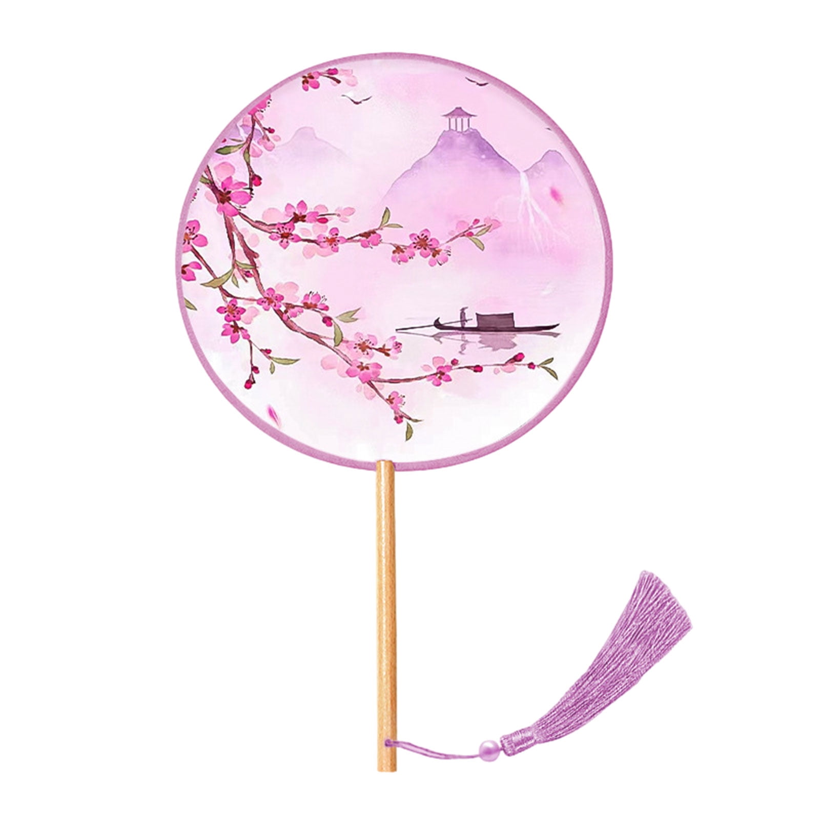 DoubleSided Inks Painting Silk Round Fan Chinese Handhelds Fan Art ...
