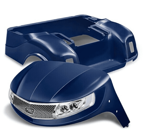 DoubleTake Phoenix Navy Blue Body Kit with Light Kit & Chrome Grille for EZGO TXT 1996-Up Golf ...