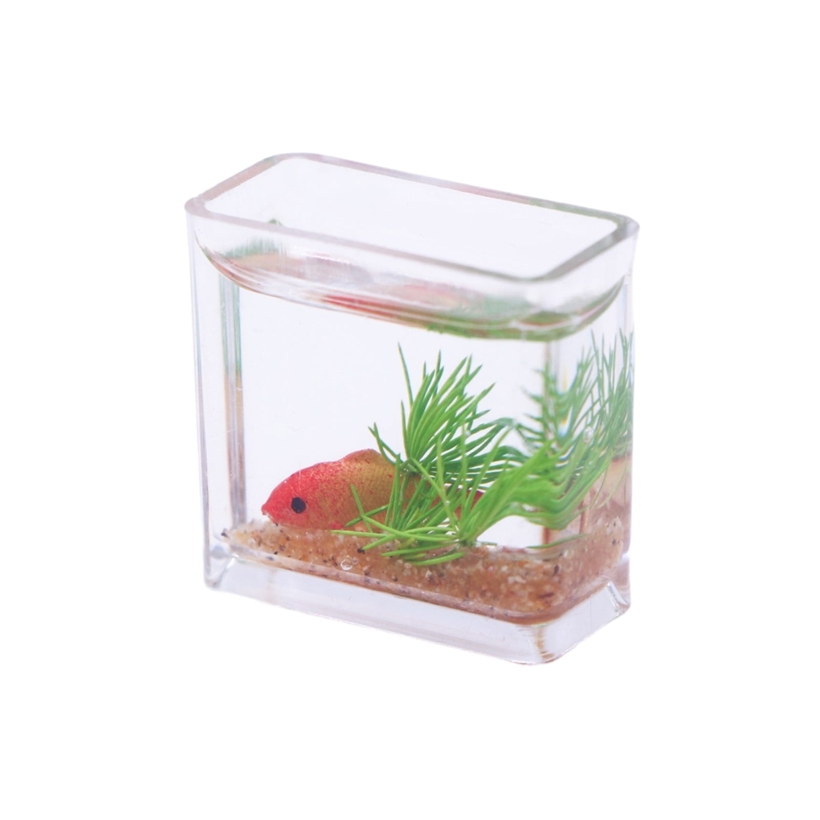 DoubleYi Miniature Glass Fish Tank Realistic Dollhouse Decor Ornament ...