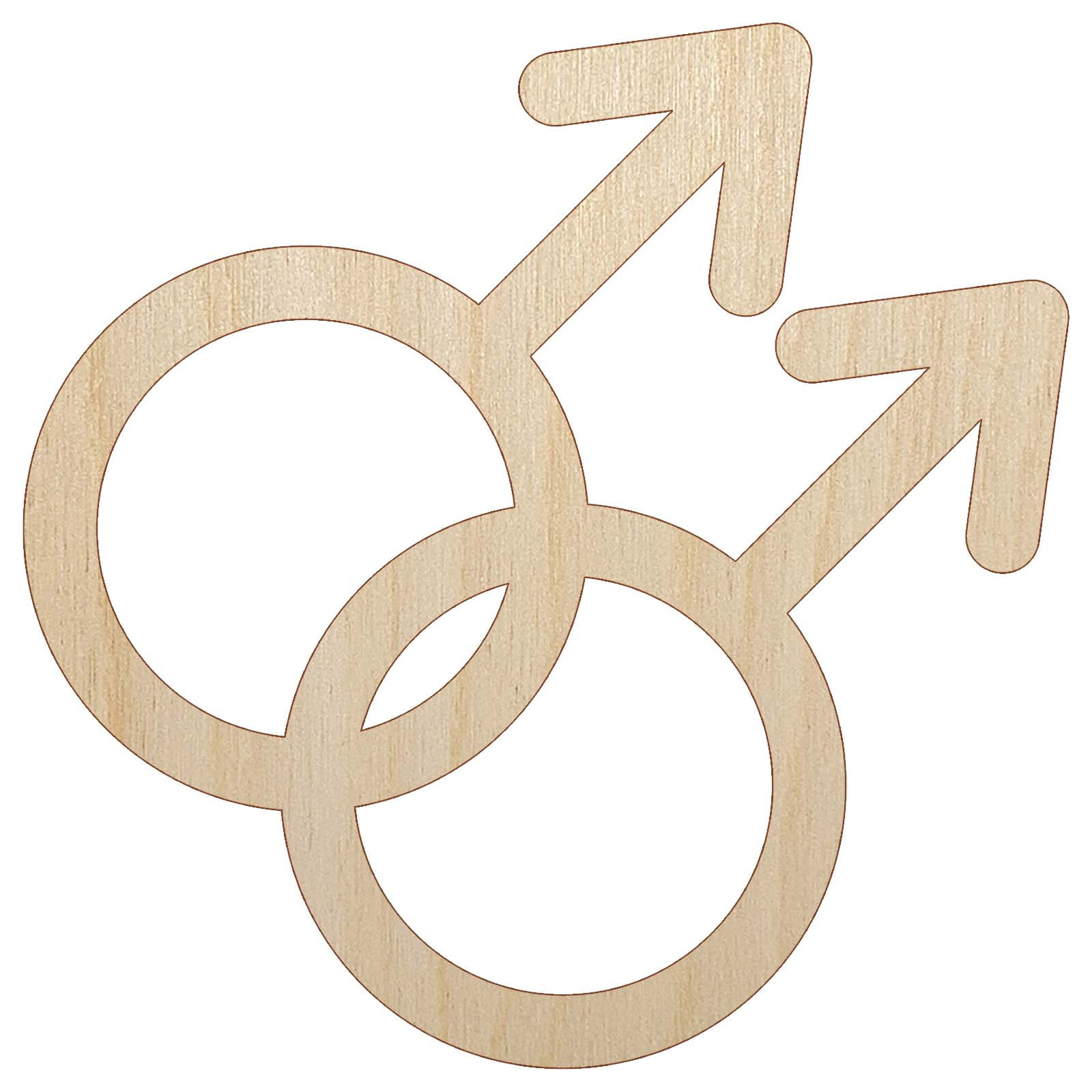 Doubled Male Sign Gay Gender Symbol Wood Shape Unfinished Piece Cutout ...