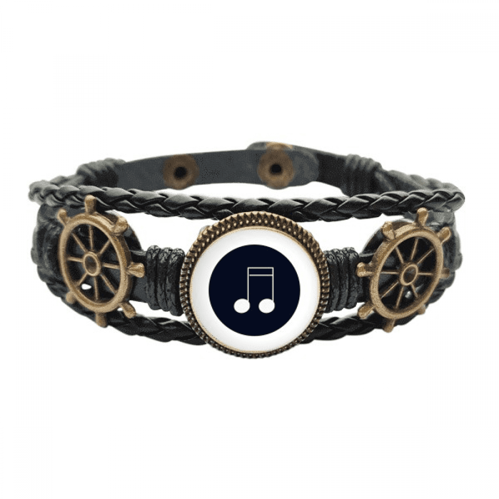 Doubled-dequaver Music Notes Leather Braided Ocean Bracelet Wristband ...