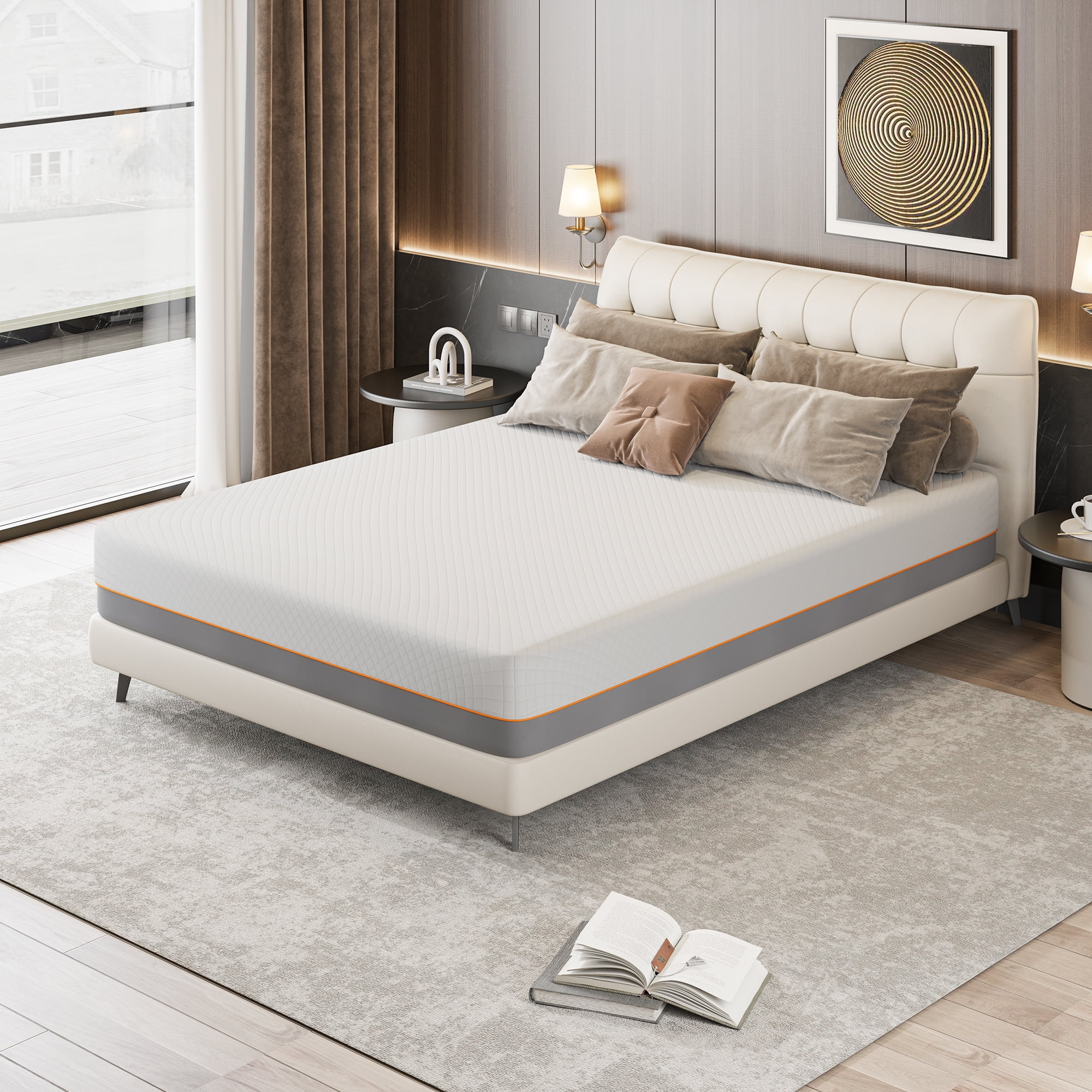 Doubleslee King Size 10" Gel Memory Foam Mattress, Innerspring Hybrid ...