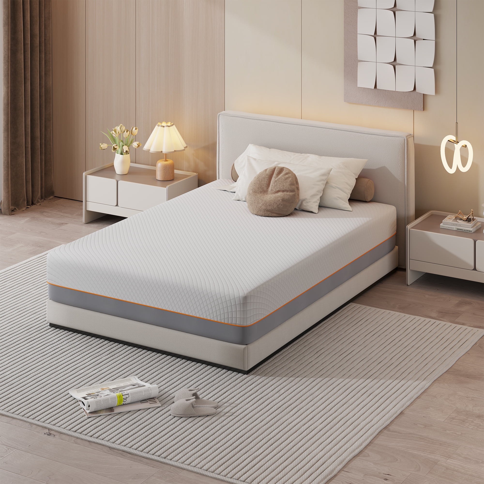 Doubleslee Twin Size 12" Gel Memory Foam Mattress, Innerspring Hybrid ...