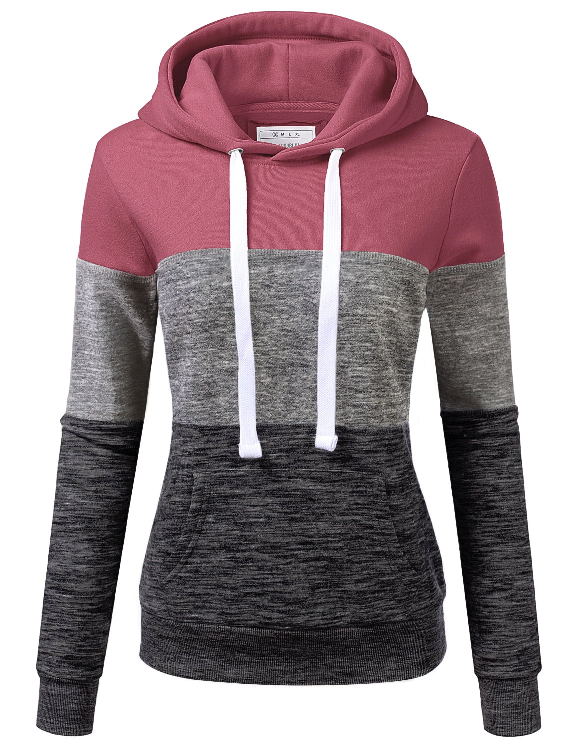 Doublju Women's 3 Block Lightweight Pullover Hoodie Sweatshirt with ...