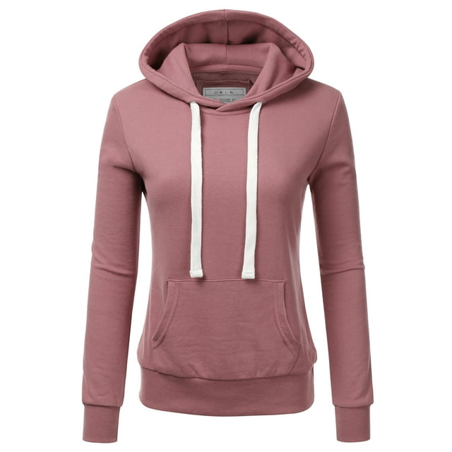 Doublju Women's Basic Lightweight Pullover Hoodie Sweatshirt with Plus ...
