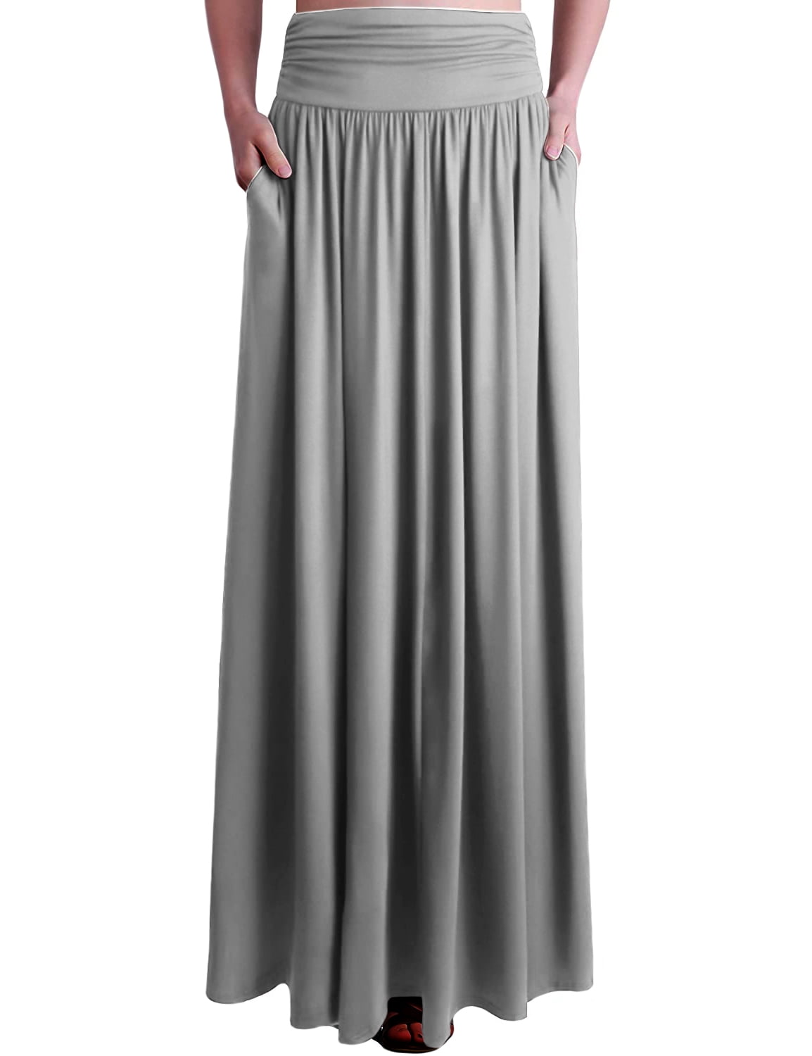 Doublju Women's Flowy Flared Maxi Skirt, Comfortable and Stylish, Plus ...