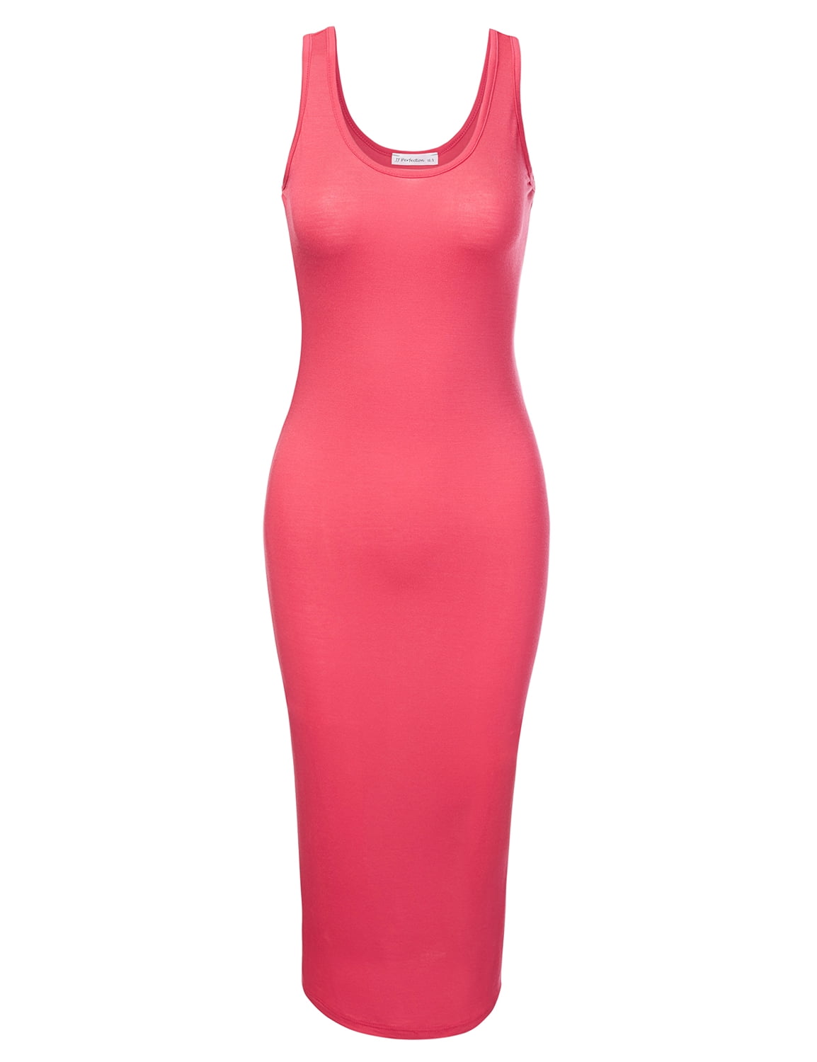 Doublju Women's Sleeveless Bodycon High Split Tank Midi Dress Shirring ...