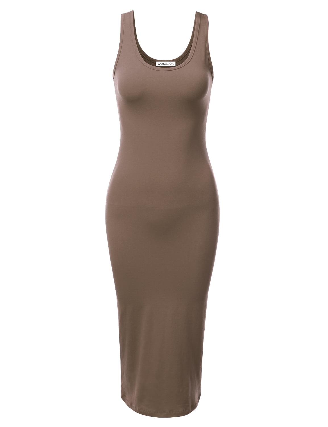 Doublju Women's Sleeveless Bodycon High Split Tank Midi Dress Shirring ...