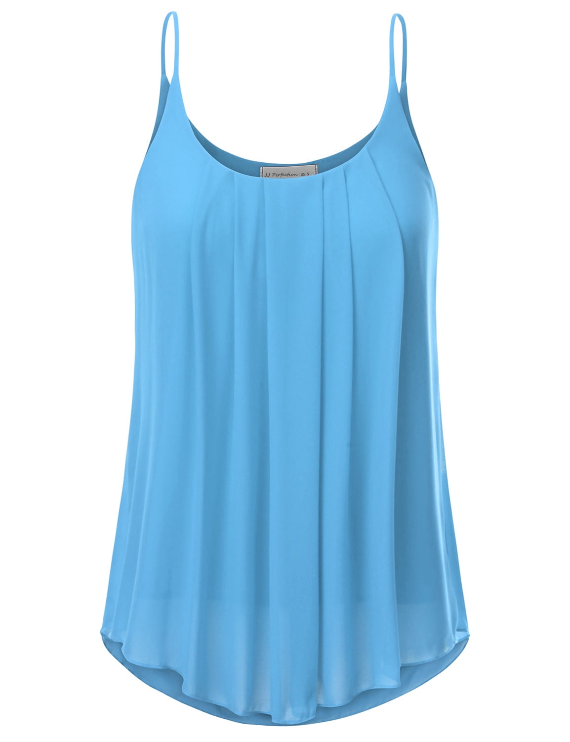 Doublju Women's Sleeveless Chiffon Tank Top Pleated Flowy Tunic Tank ...