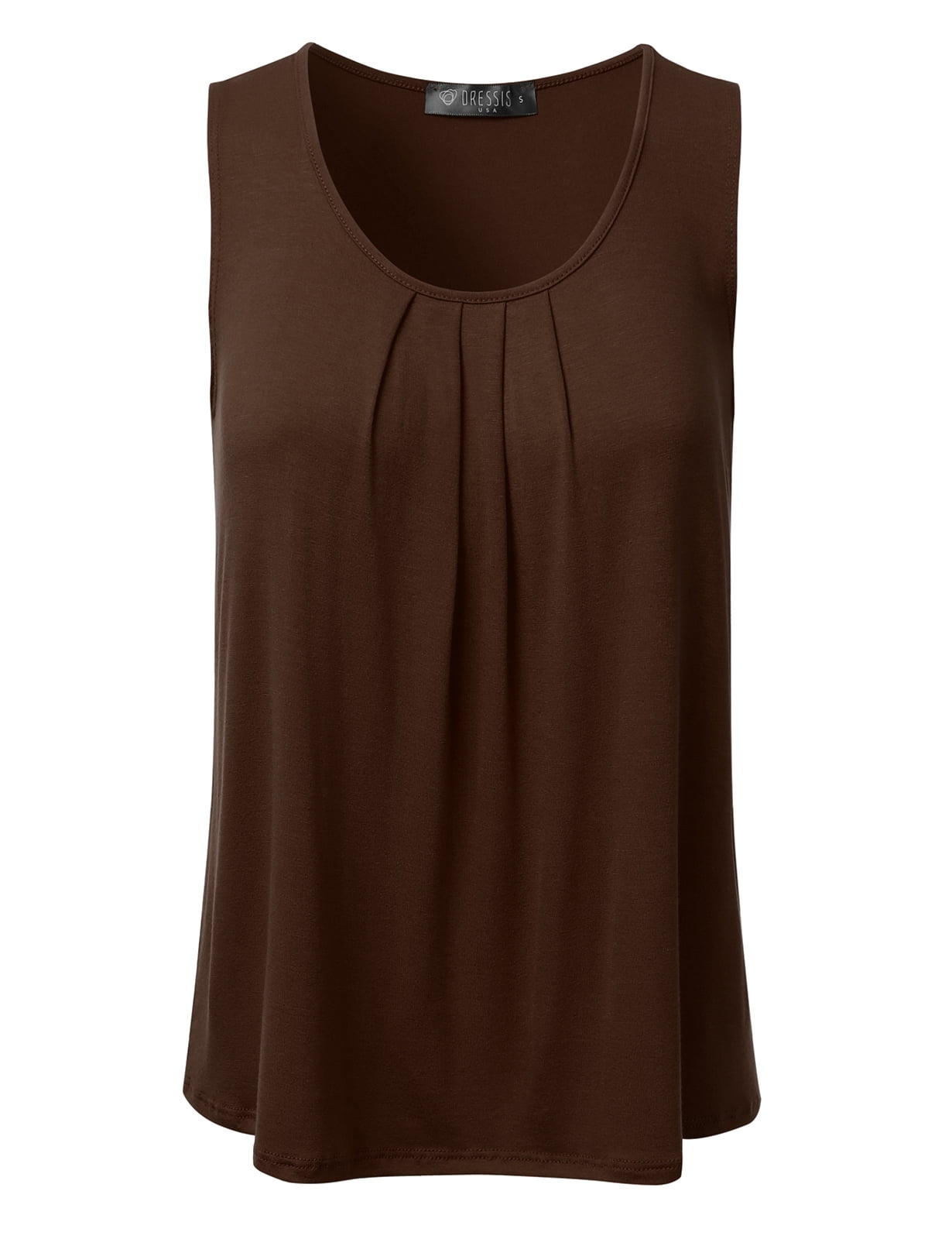 Doublju Women's Summer Sleeveless Loose Fit Flared Tank Top BROWN M ...