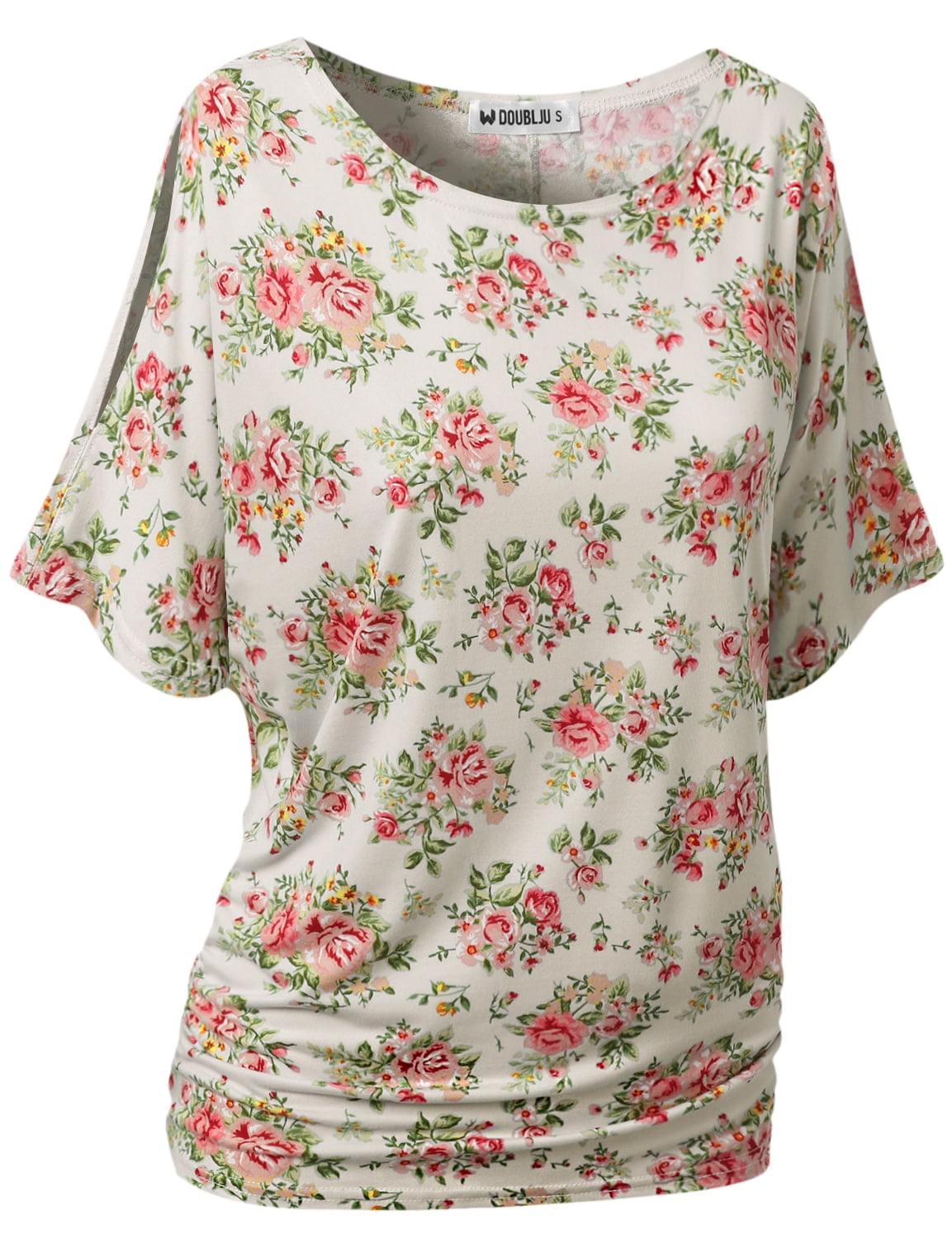 Doublju Womens Short Sleeve Dolman Drape Loose Fit Tunic Top(Plus Size ...