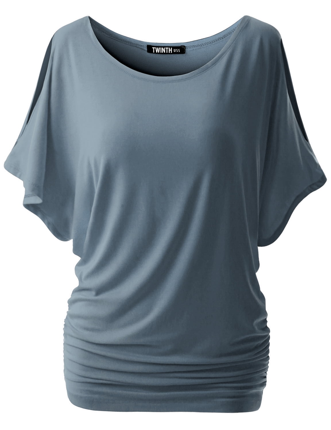 Doublju Womens Short Sleeve Dolman Drape Loose Fit Tunic Top(Plus Size ...