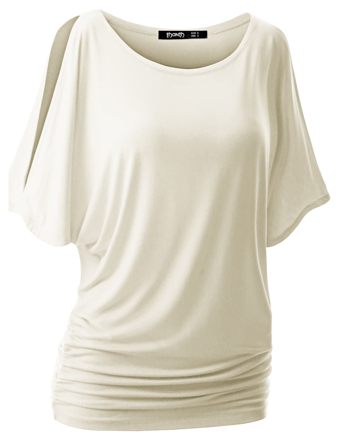 Doublju Womens Short Sleeve Dolman Drape Loose Fit Tunic Top(Plus Size ...