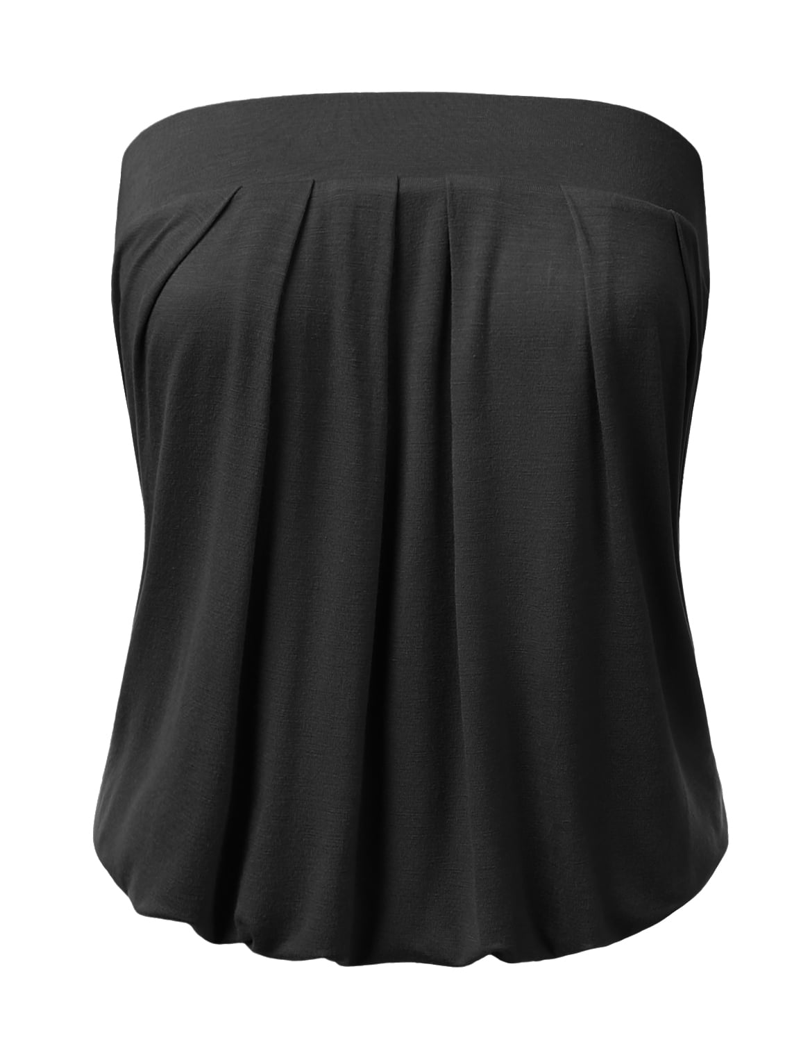 Doublju Wowen's Solid Natural Pleated Tube Top (Plus Size Available ...