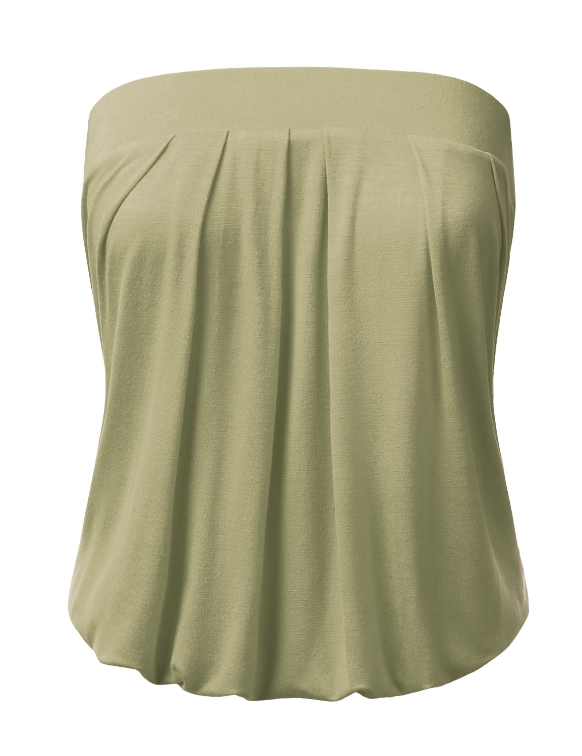 Doublju Wowen's Solid Natural Pleated Tube Top (Plus Size Available ...