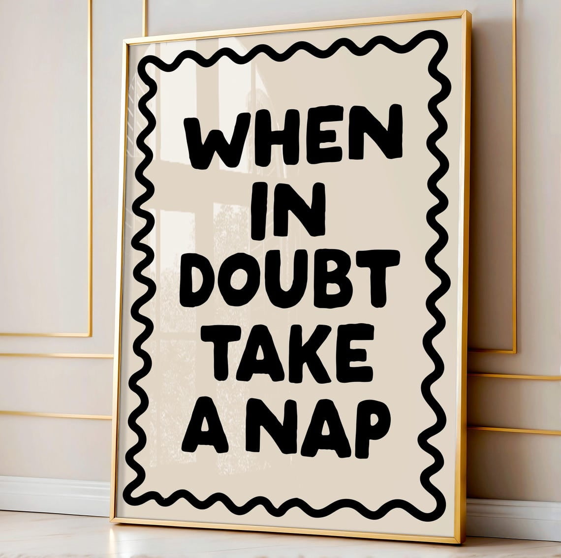 When In Doubt Take A Nap Poster, Retro Neutral Black Poster, Preppy ...