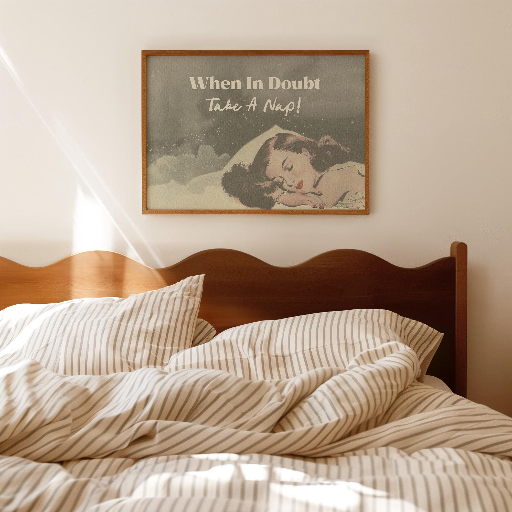 When In Doubt Take A Nap Print, Horizontal Bedroom Wall Art Vintage ...