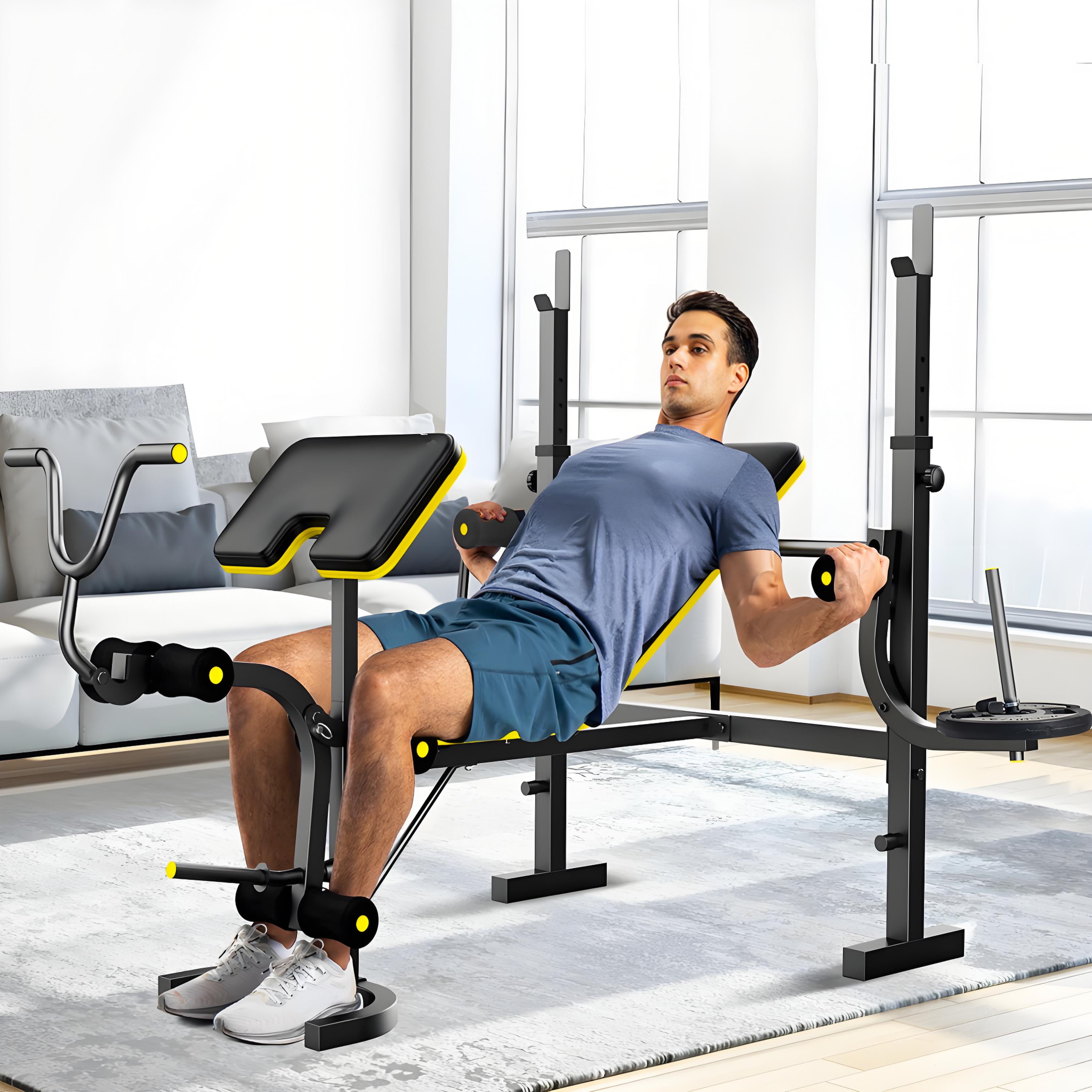 Weight Bench,Doufit 6-In-1 600lbs Foldable Workout Bench with Squat ...