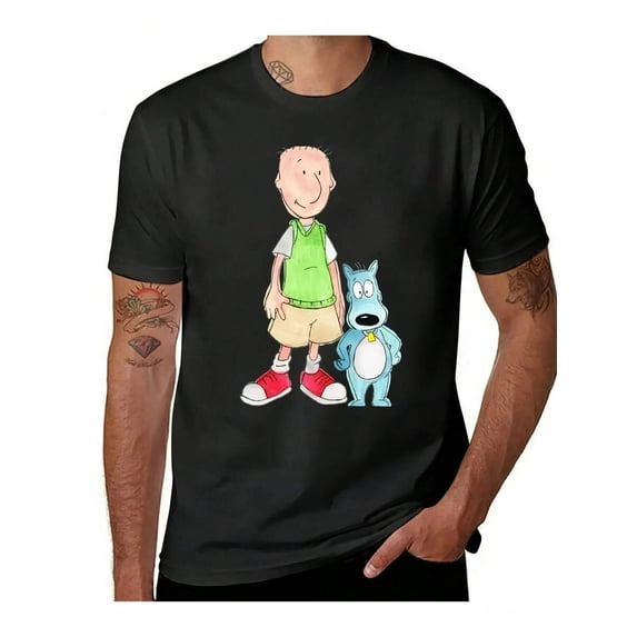 Doug And Porkchop T-Shirt Cute Clothes Animal Prinfor Boys Plain Black ...