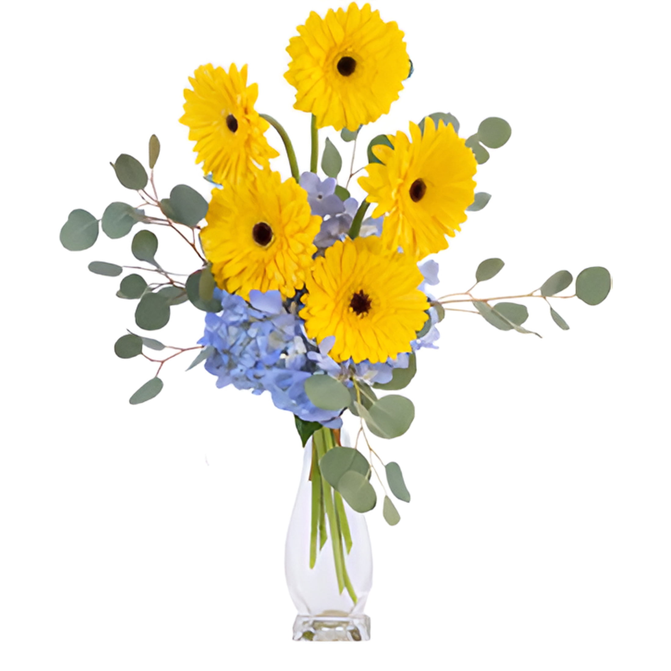 Doug Ruling Flower Shop Yellow Blues Floral Arrangement - Walmart.com