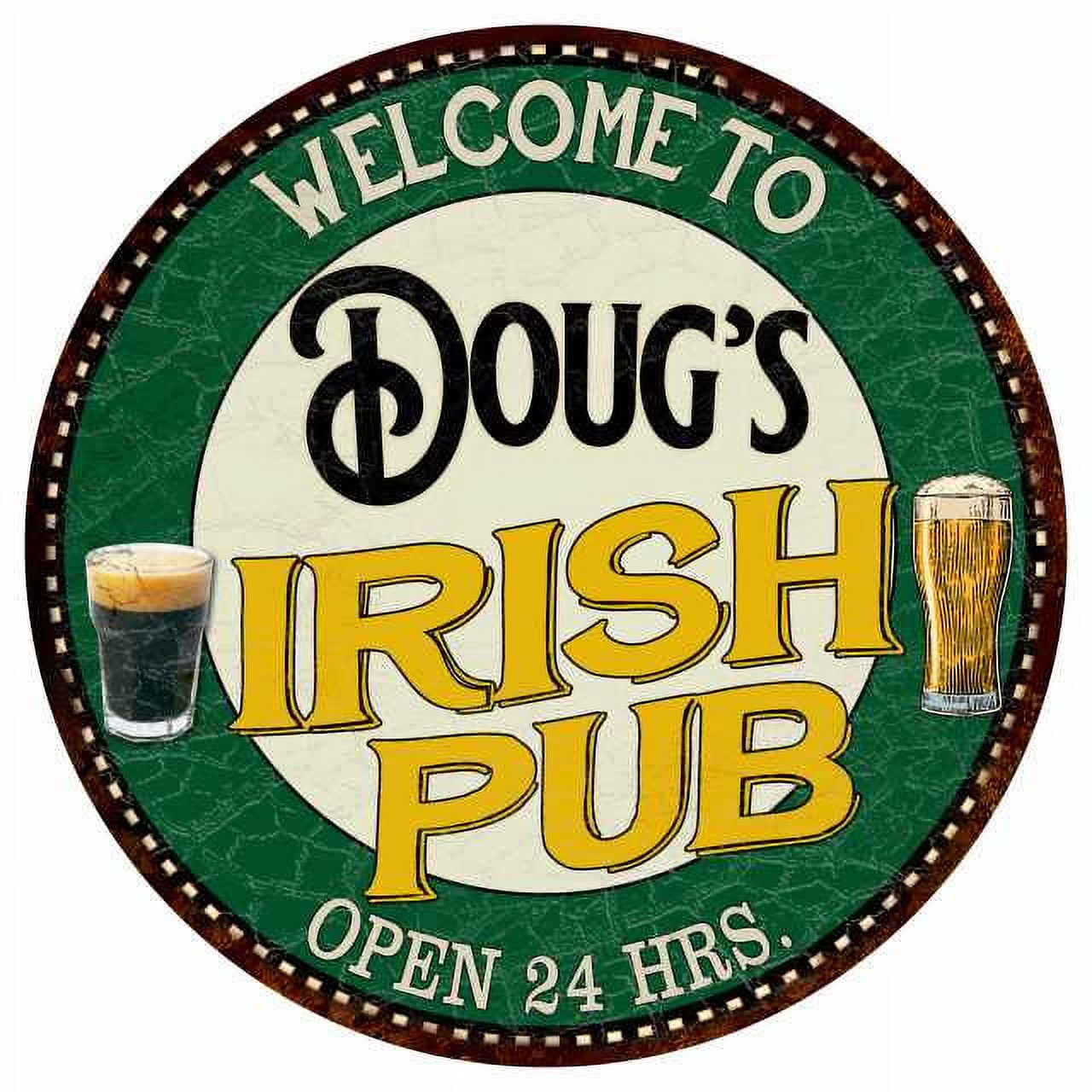 Doug's Irish Pub 14" Round Metal Sign Kitchen Bar Wall Decor ...