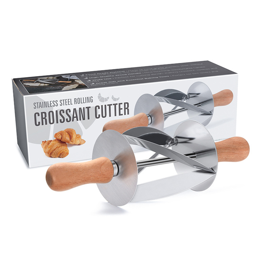 Dough Bread Pastry Crust Roller Cutter Anti-slip Ergonomic Grip Wood ...