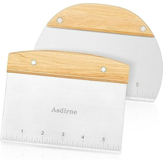Dough Cutter, Dough Scraper with Wooden Handle and Food Grade Stainless ...