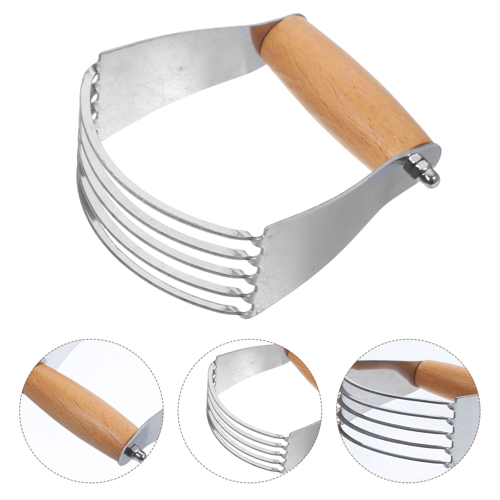 TINKSKY Pastry Blender Stainless Steel Wooden Handle 1Pack 4.6x3.7x1 ...