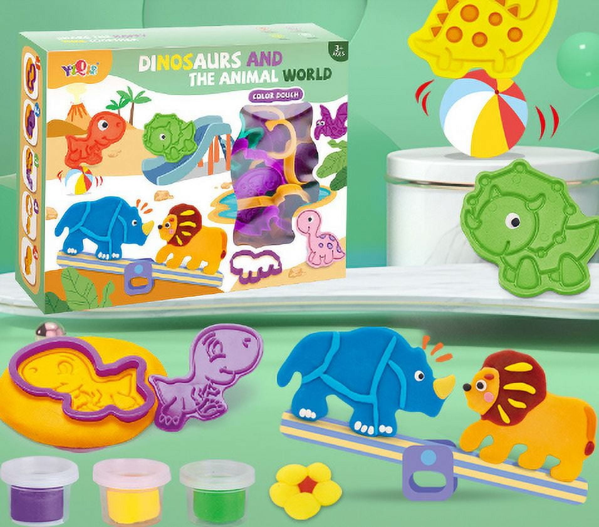 Dough Play Toys for Kids, Dinosaur Animal Color Clay tool set with 5 ...