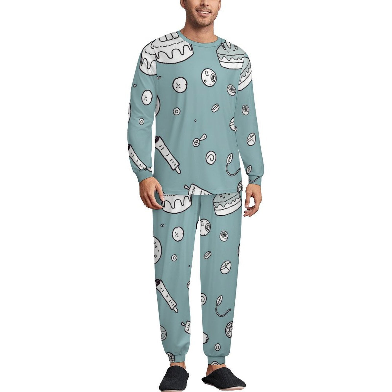 Doughnut, Cake And Candy Black And White Doodle Drawing Seamless ...