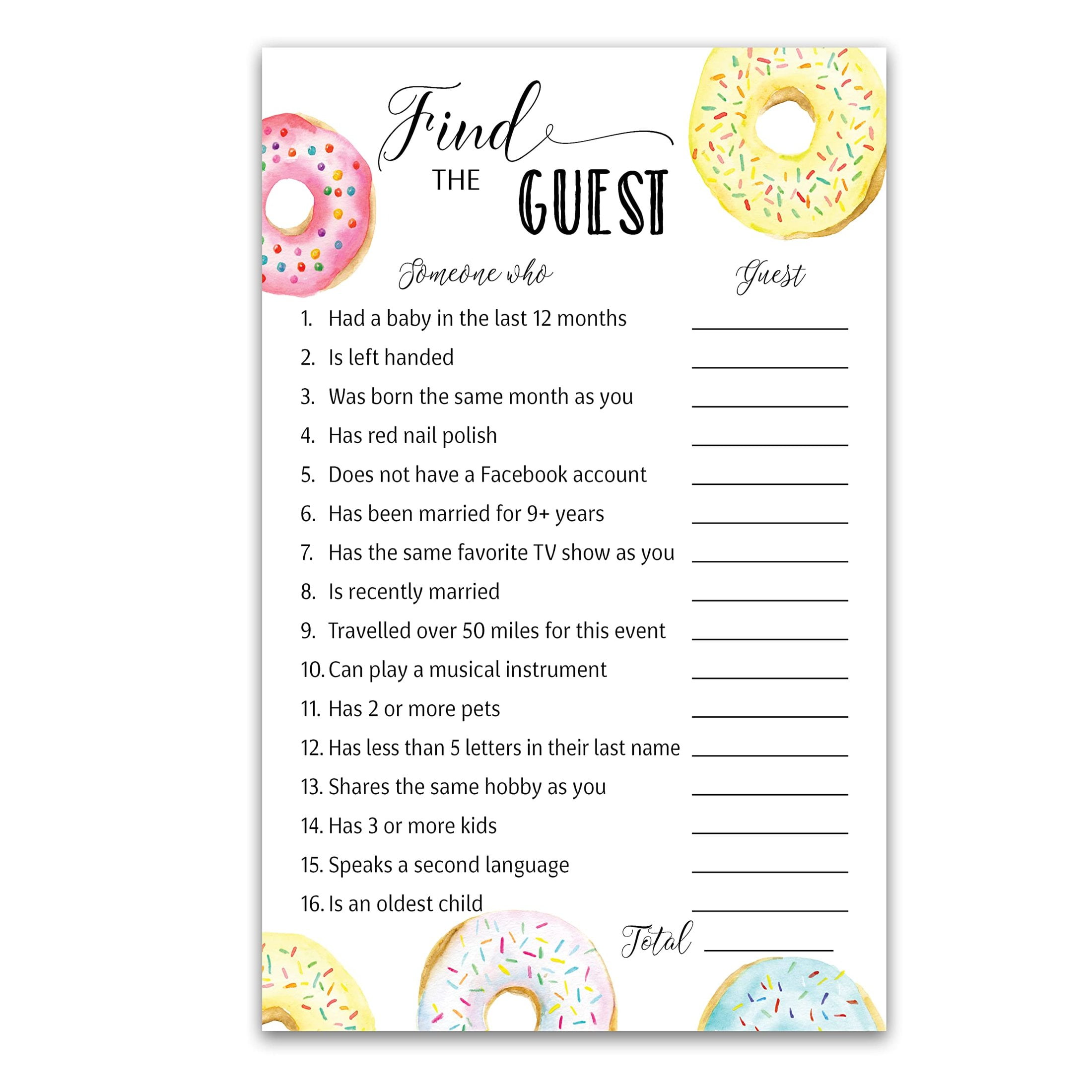 Doughnut Delight Baby Shower Game Pack - 25 Fun Icebreaker Activities ...