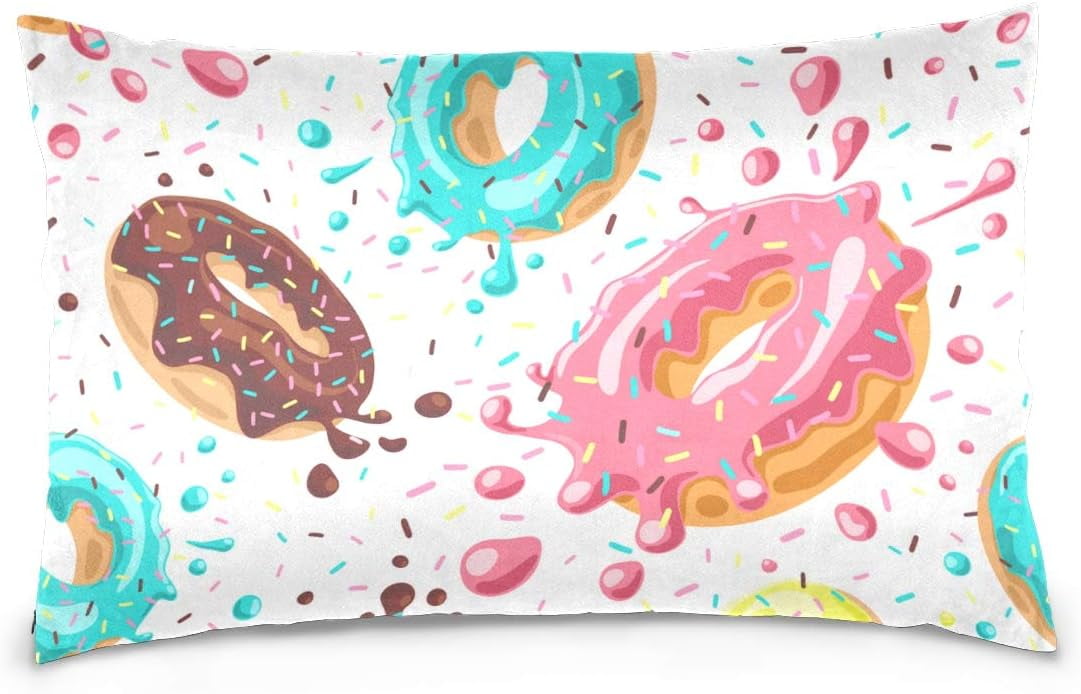 Doughnut Splashing On White Velvet Oblong Lumbar Plush Throw Pillow ...