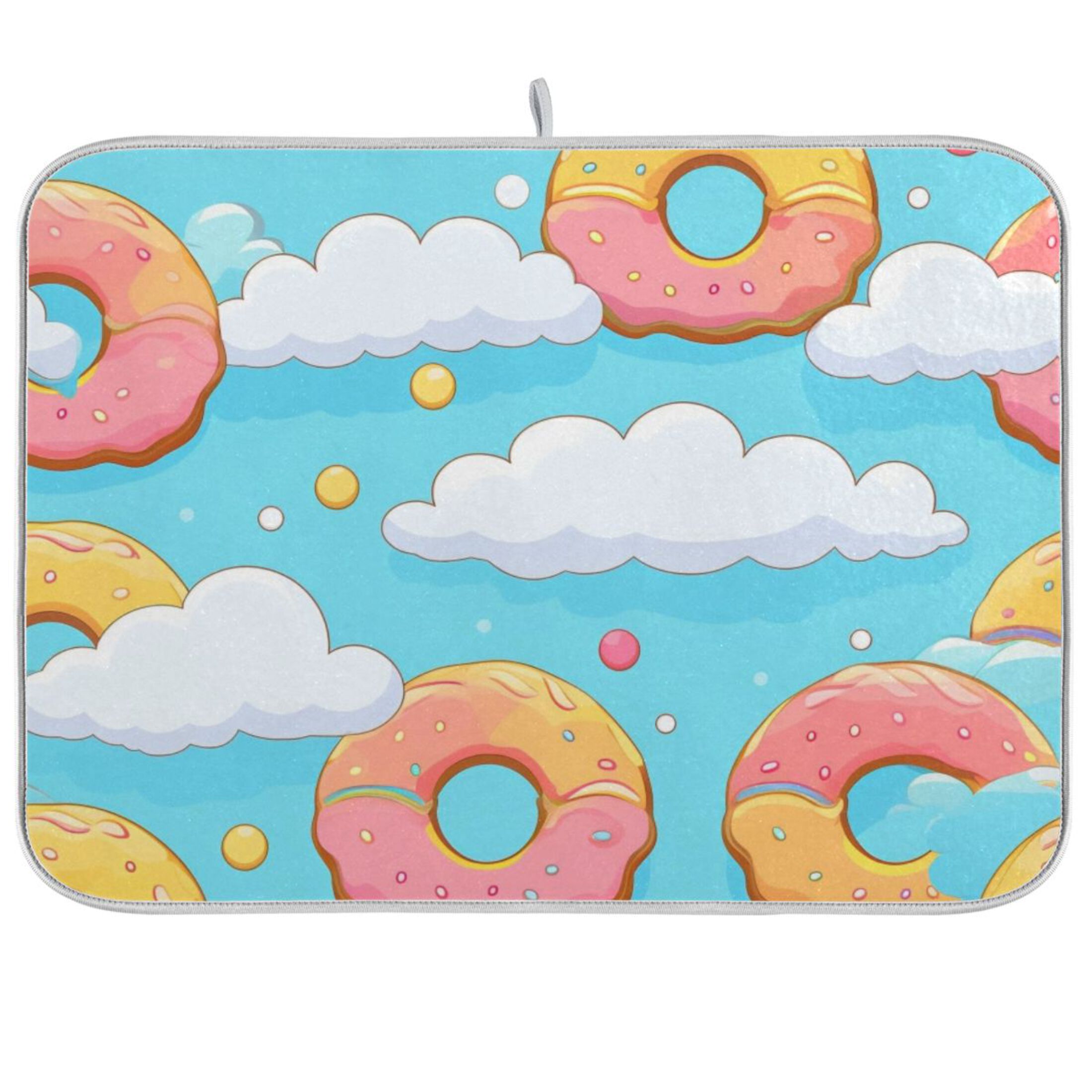 Doughnut and Clouds Dish Drying Mat Microfiber Kitchen Pad Large ...