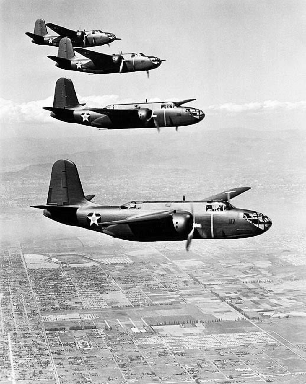 Douglas A-20 Havoc WWII Aircraft Formation - 12x18 Inch Laminated ...