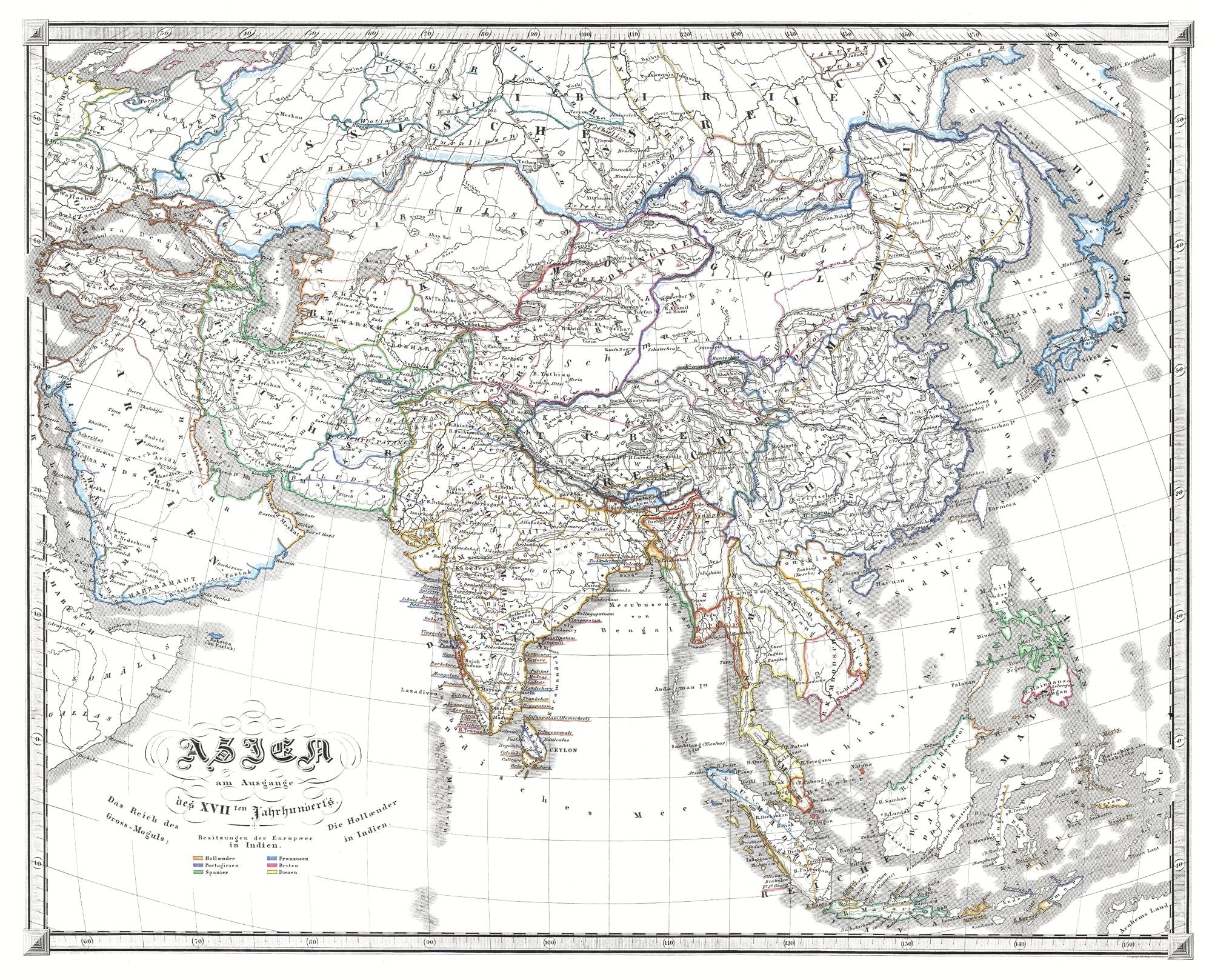 Historic Map - Asia 17th Century End - Spruner 1855 - 28.44 x 23 ...